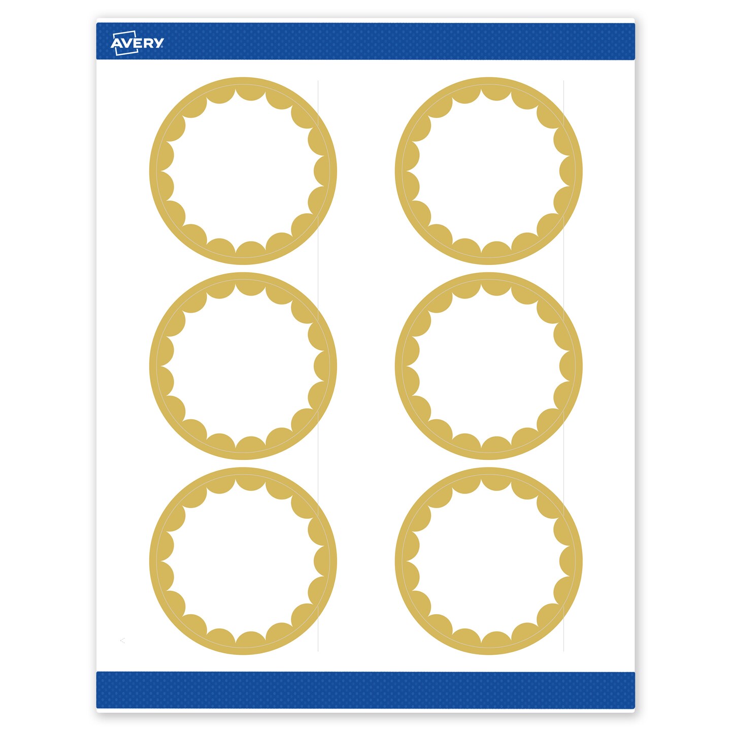Avery Printable Round Labels, Gold Edge Dots, 3" Diameter, Matte White ...