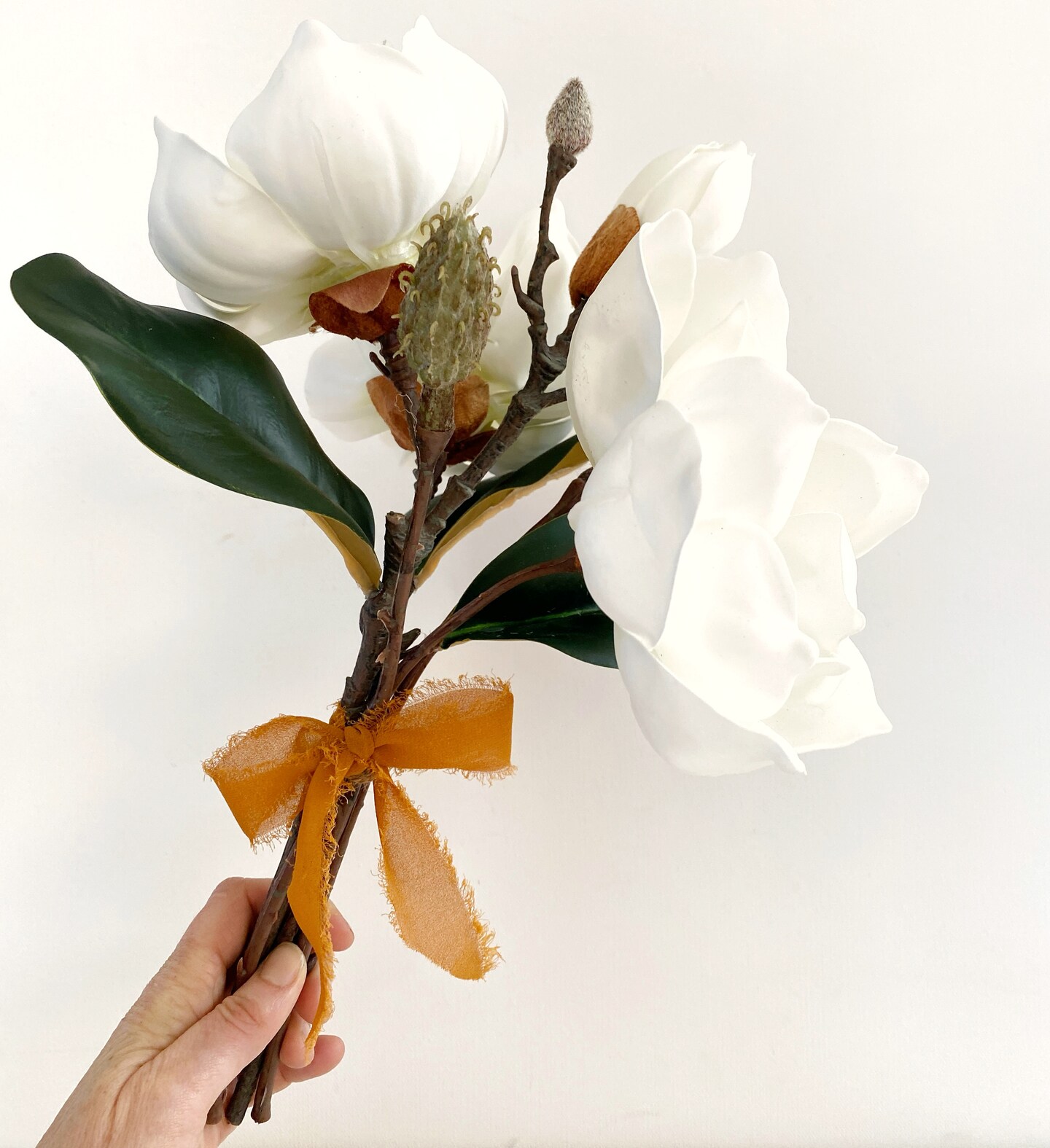 Magnolia Flower Bouquet 15.3"- white or blush pink - High Quality ...