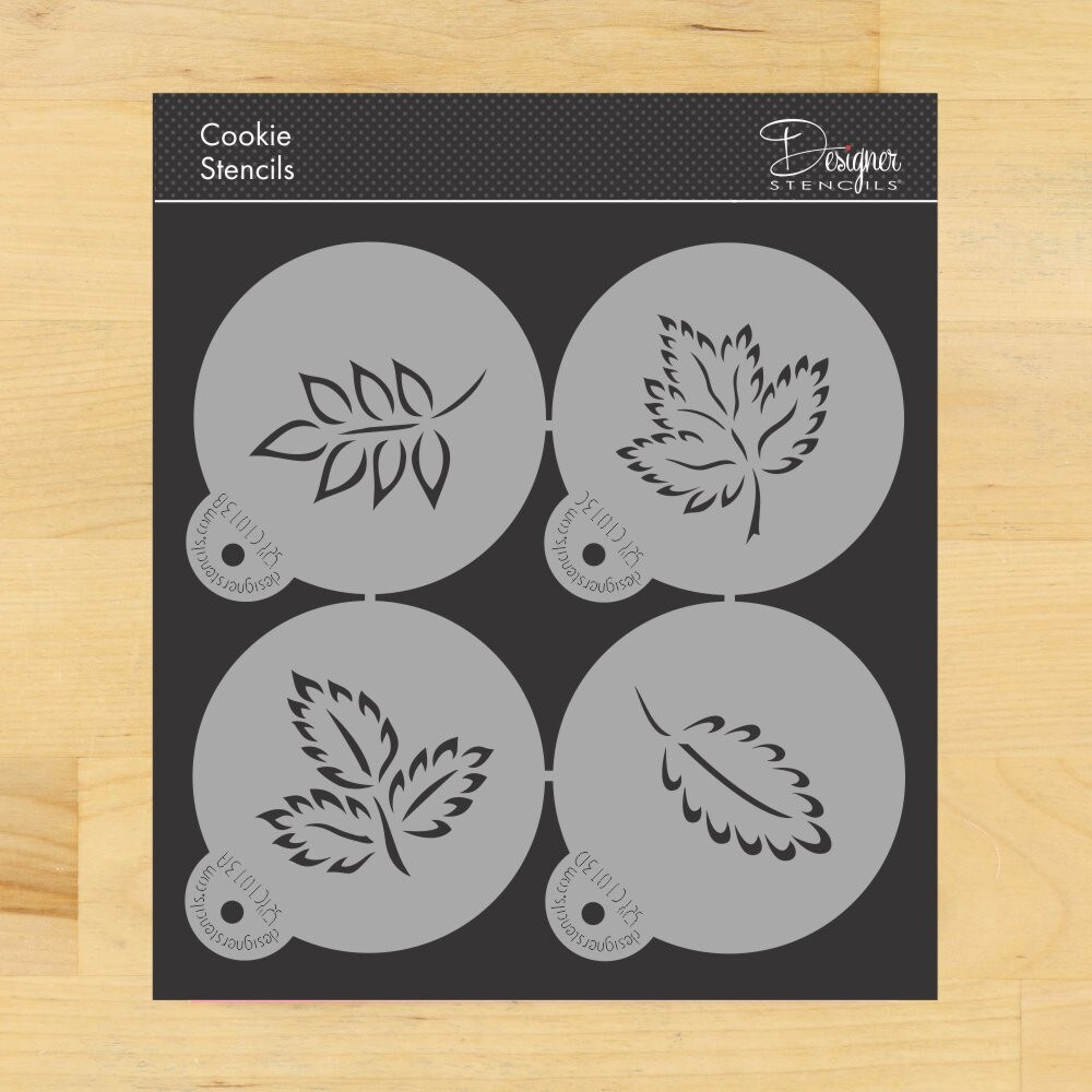 Brush Stroke Leaves Stencil Set | C1013 by Designer Stencils | Cookie ...