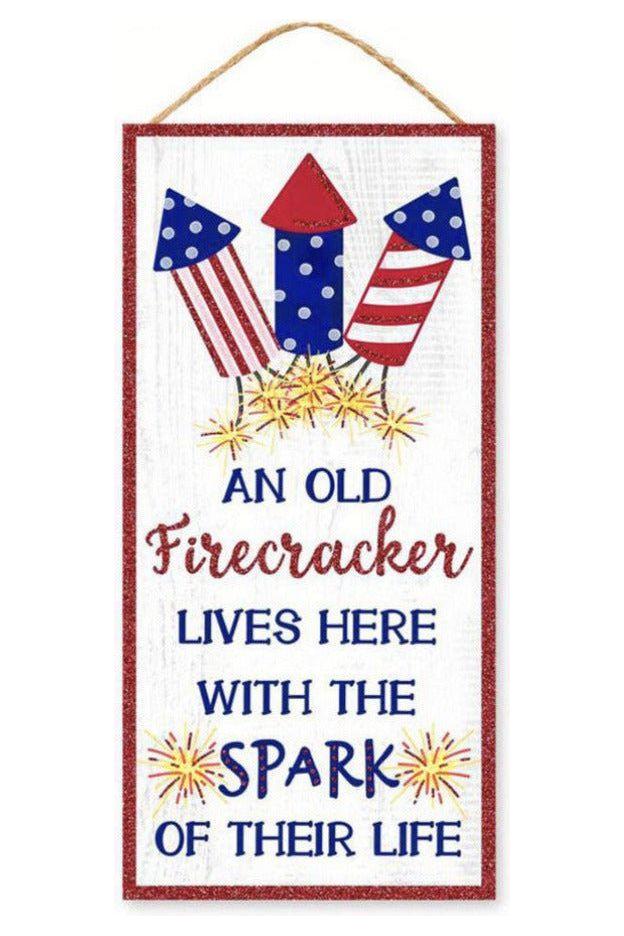 12" Wooden Sign: Old Firecracker Glitter | Michaels