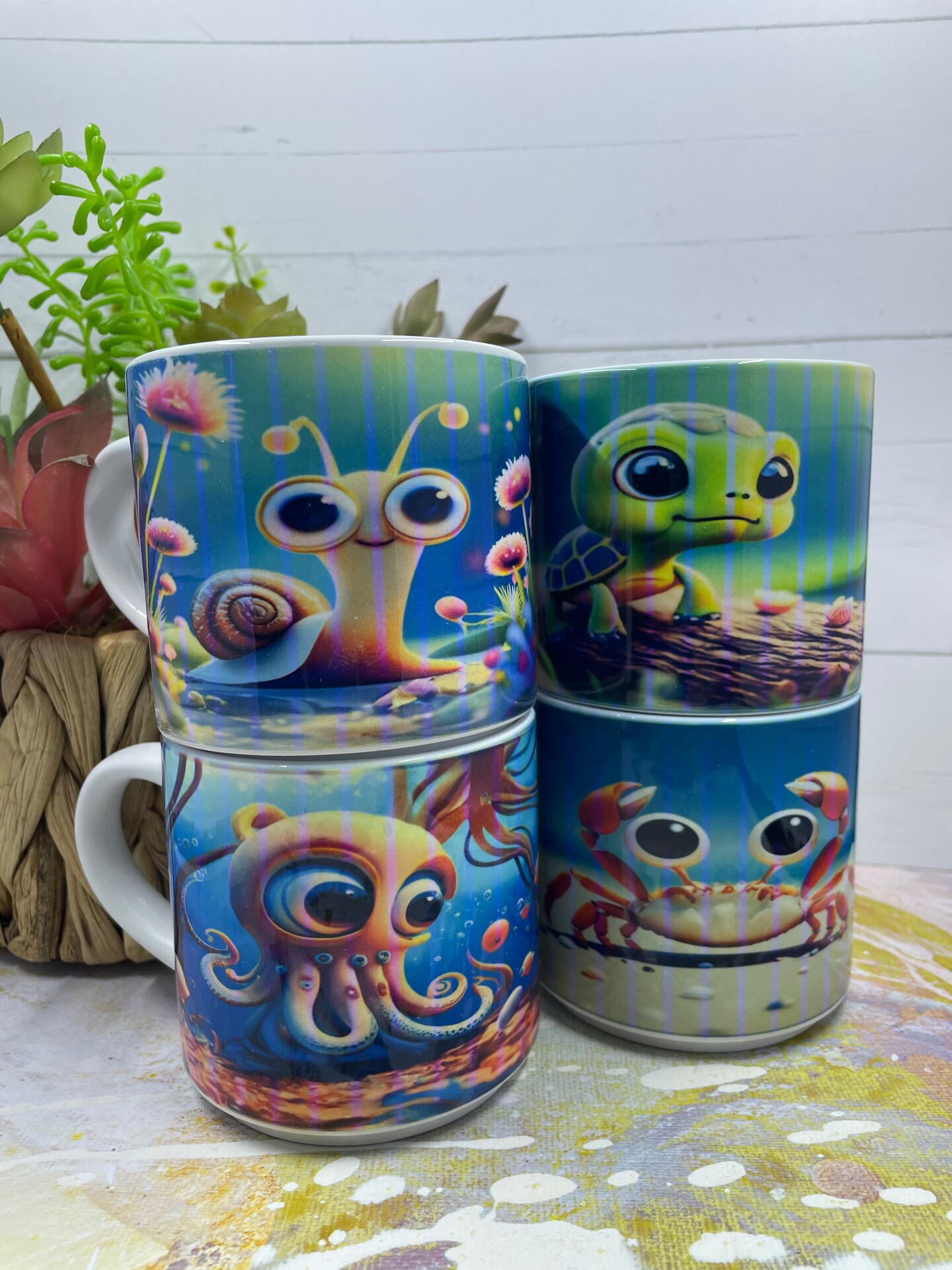 Adorable Sea Creatures stacking mug set | MakerPlace by Michaels