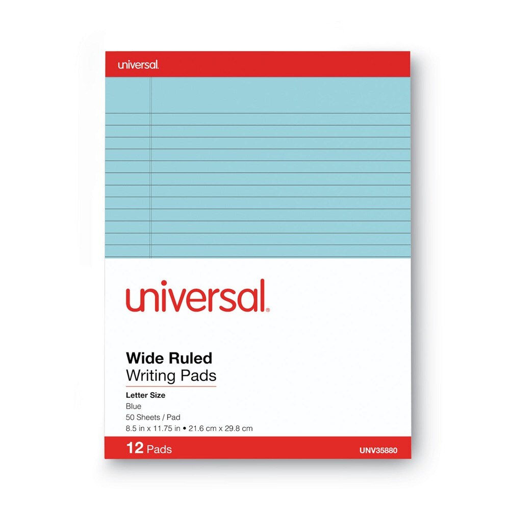 Universal 50-Sheet 8.5 in. x 11 in. Colored Perforated Writing Pads ...