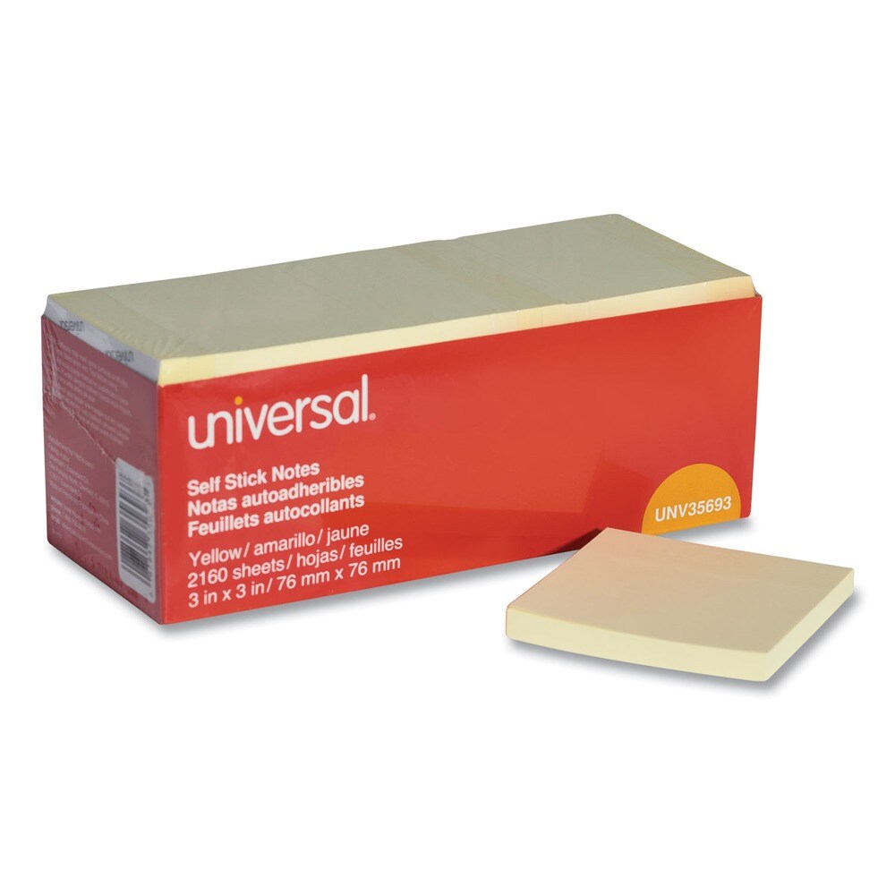 Universal 3 in. x 3 in. Self-Stick Note Pads - Yellow (24/Pack) | Michaels