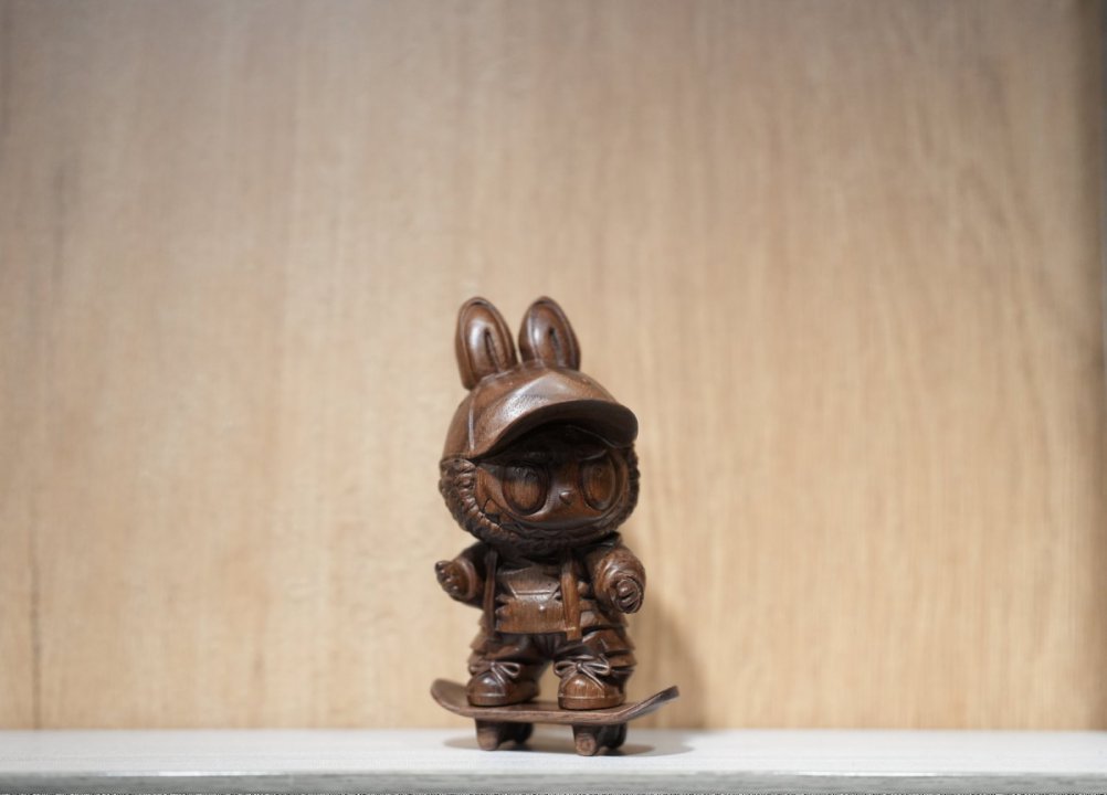 Skateboard Themed Labubu Handcrafted Wooden Gift For Urban Art Lovers ...