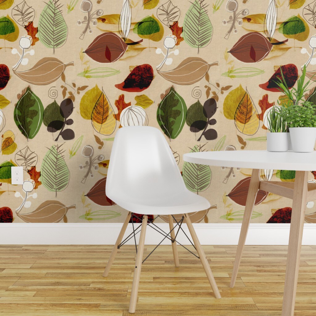 Pre-Pasted Wallpaper 2FT Wide Fall Autumn Leaf Leaves Autumn Leaves ...