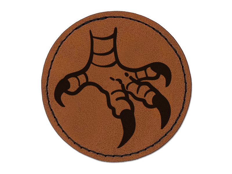 Eagle Hawk Talon Bird Claws Round Iron-On Engraved Faux Leather Patch ...