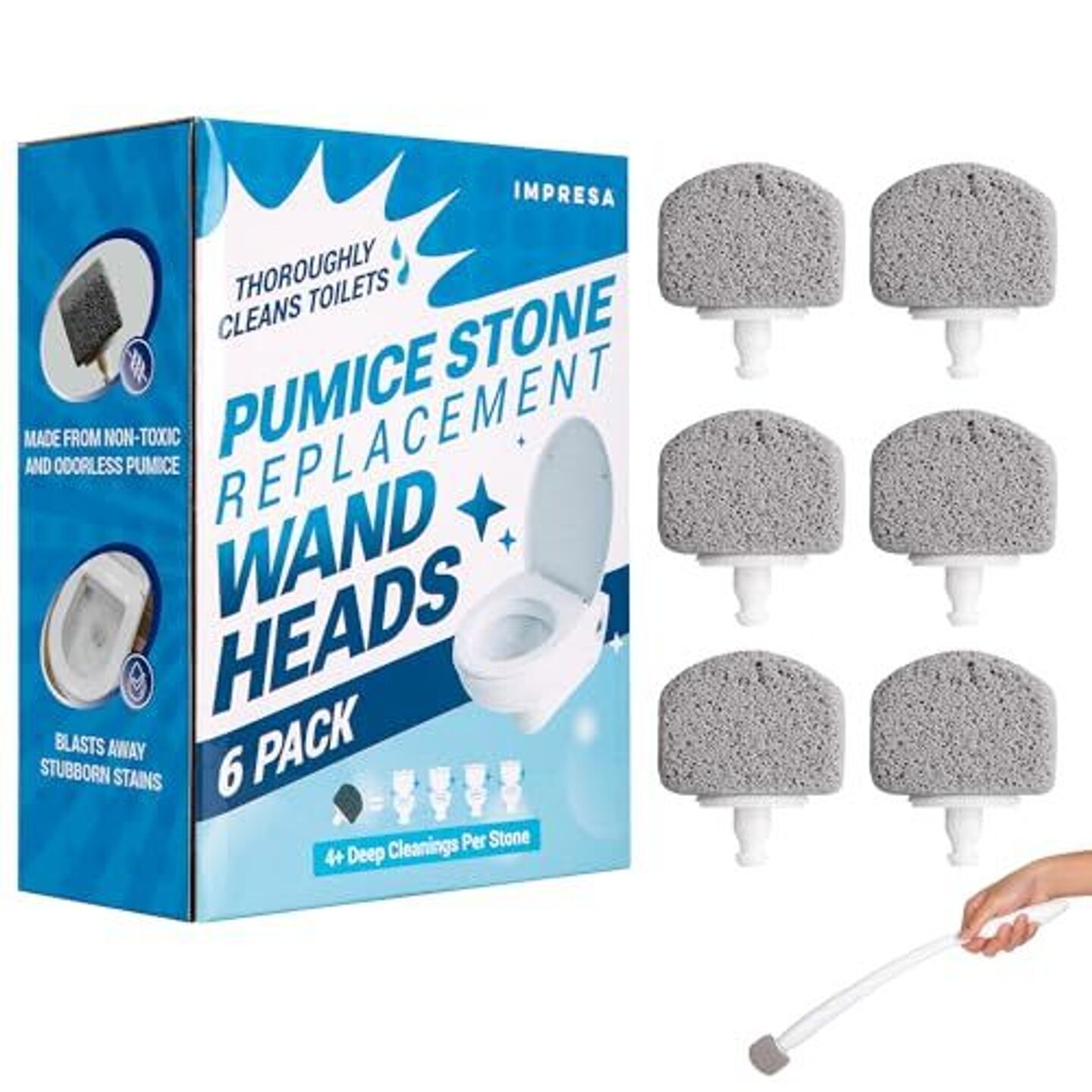 [6 Pack] Pumice Stone Toilet Bowl Cleaner Comaptible with Clorox Toilet Wand Refills - Reusable ...