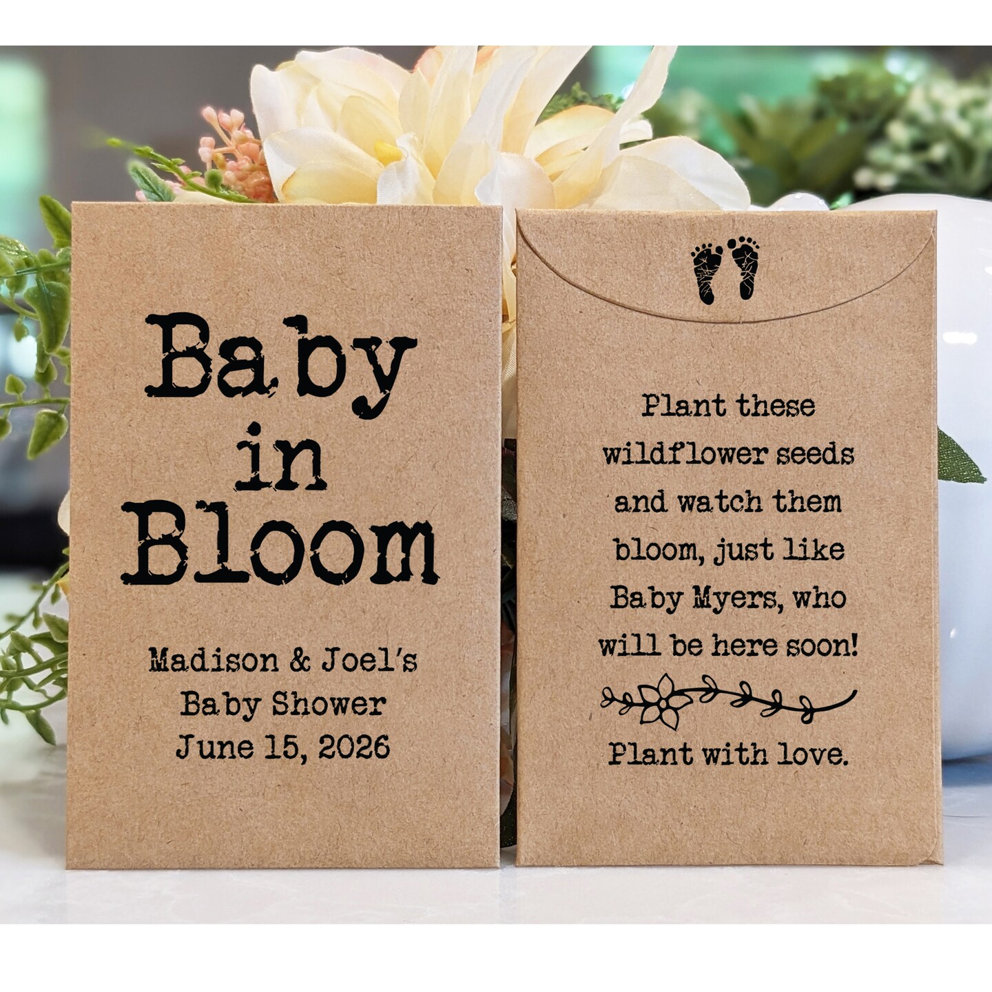 Baby Shower Seed Packet Favor, Personalized Baby in Bloom Gift for ...