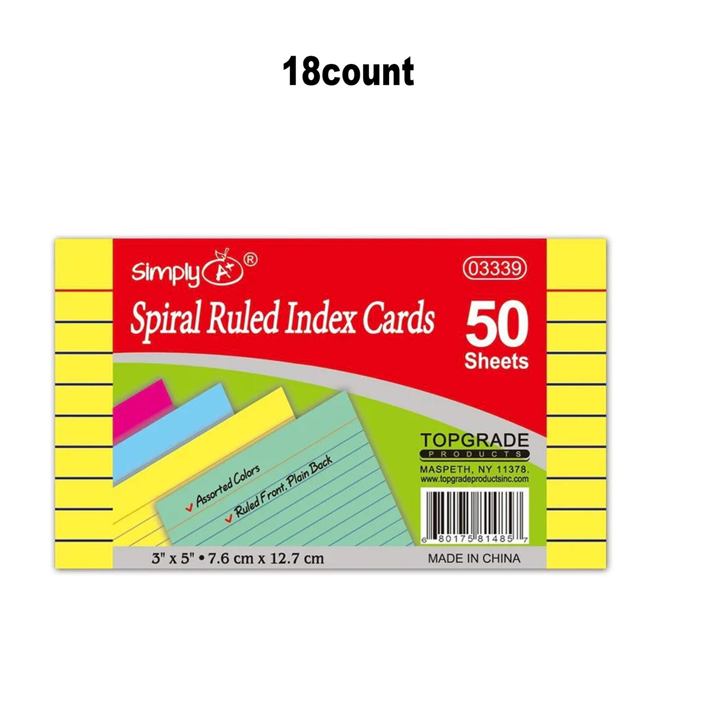 50Ct 3x5 Inches Ruled Index Cards Colored Spiral Bound Organized and ...