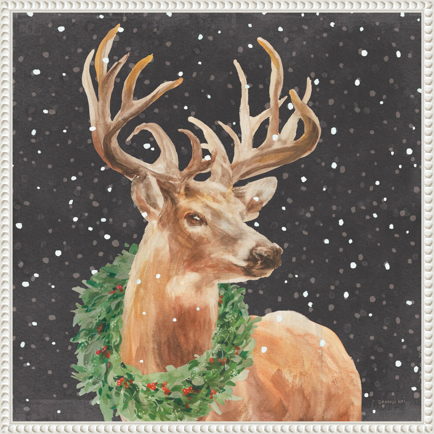Woodland Holidays Stag Black by Danhui Nai Framed | Michaels