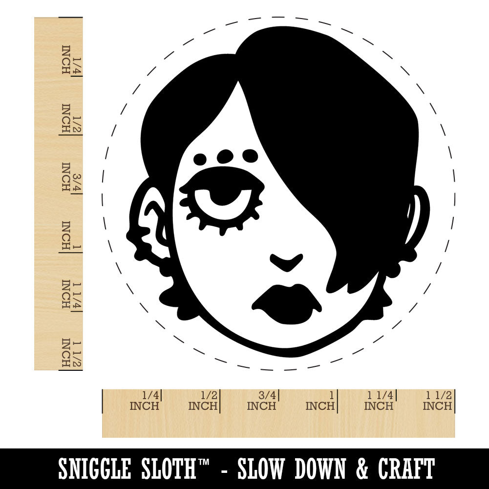 Emo Goth Woman Head Person Self-Inking Rubber Stamp for Stamping Ink ...