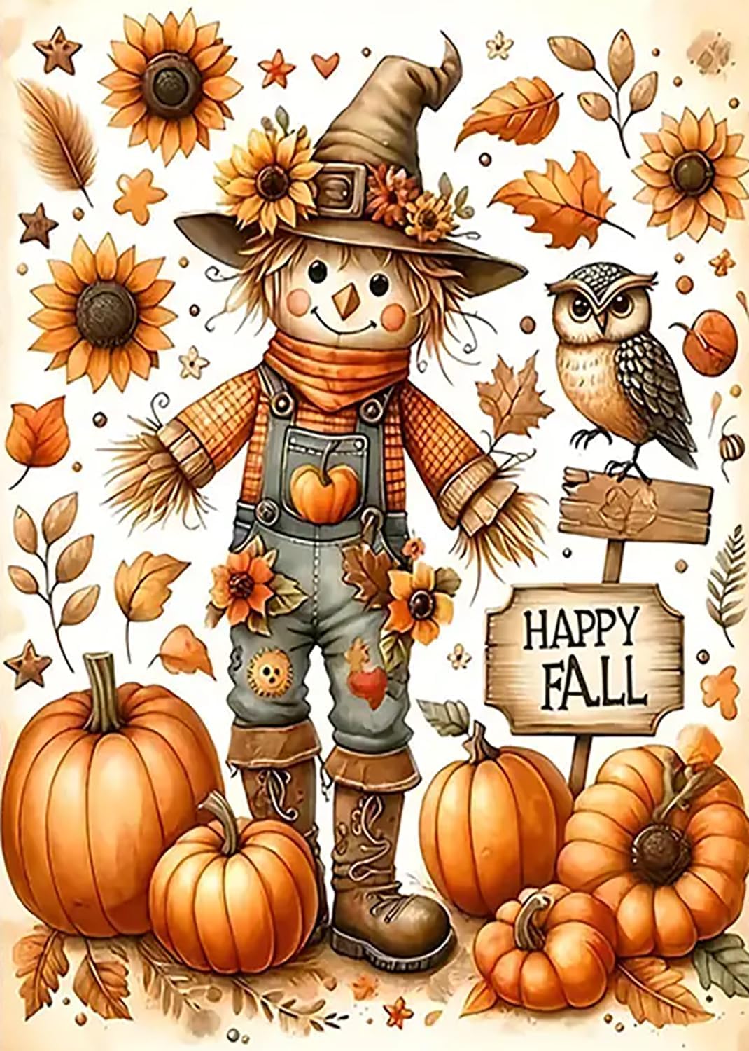 Fall Pumpkin Scarecrow Owl(Fall Scarecrow Pumpkin)15.7 x 11.8 x 0.05 ...