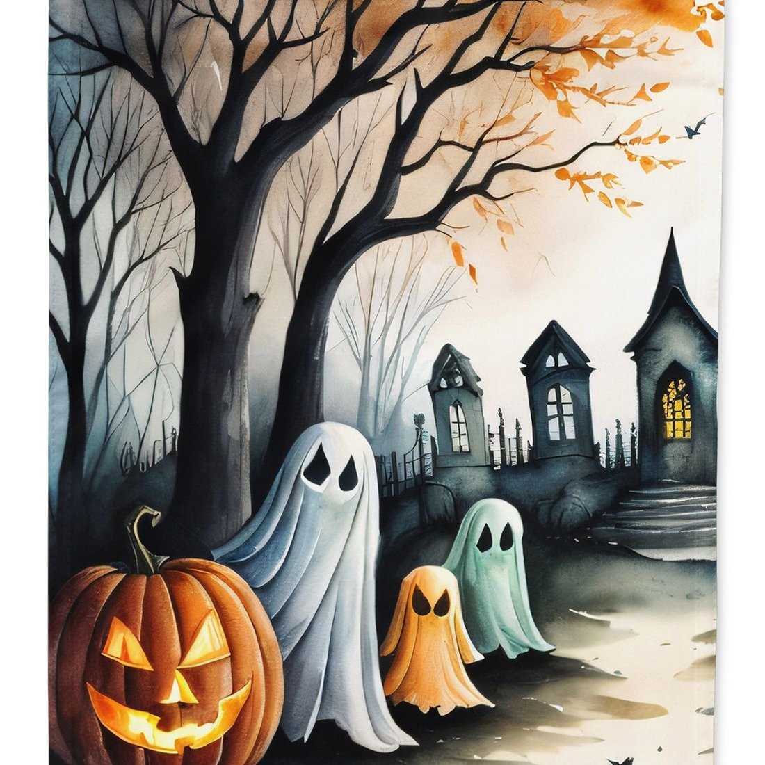 Edge Collections - 28" x 40" - Multicolor - Spooky Halloween House Flag ...