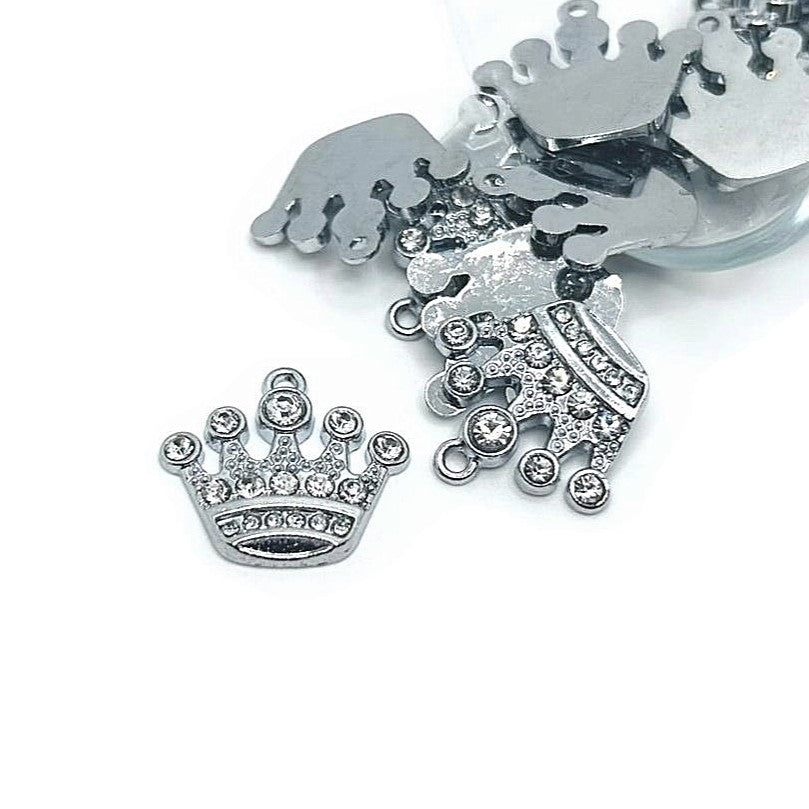 4, 20 or 50 Pieces: Silver and Diamond Rhinestone Crown Charms | Michaels