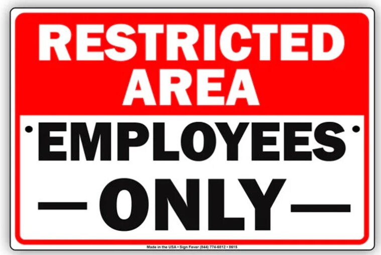 Restricted Area Employees Only Sign, Ships to US only, Corrugated ...