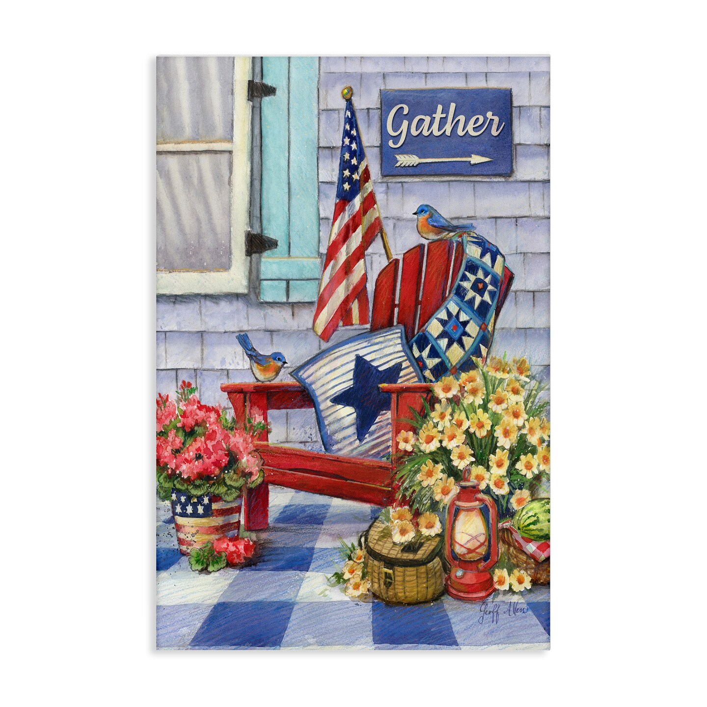 Stupell Industries Patriotic Porch View Canvas Wall Art Design by Geoff ...