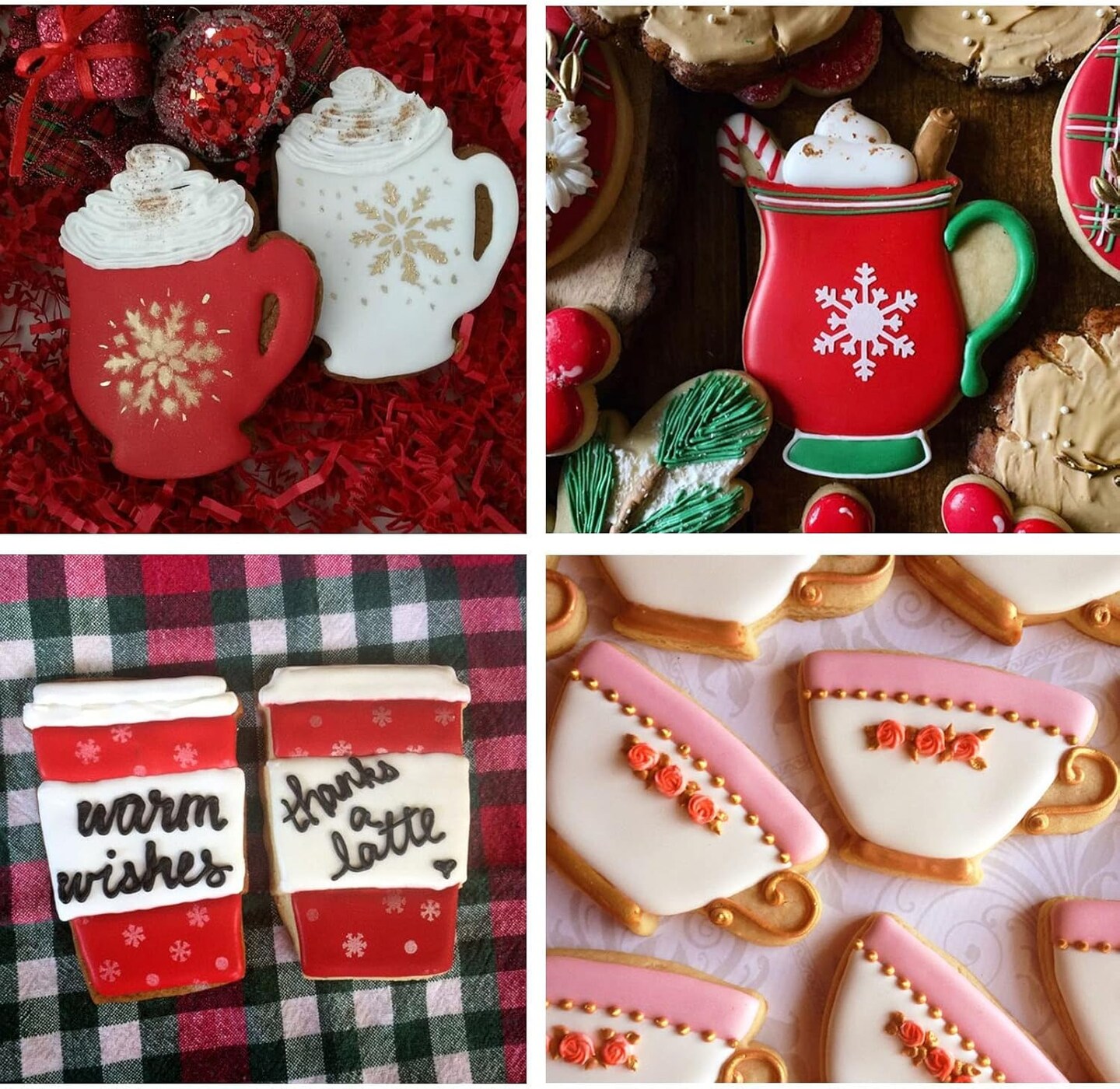 Large Coffee Cup Cookie Cutter Set – 4 Pcs Coffee Mug Hot Cocoa Teacup ...