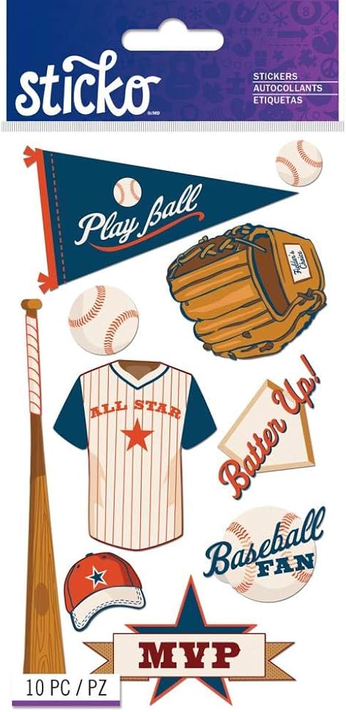 Sticko Baseball Words & Icons Flat Stickers | Michaels
