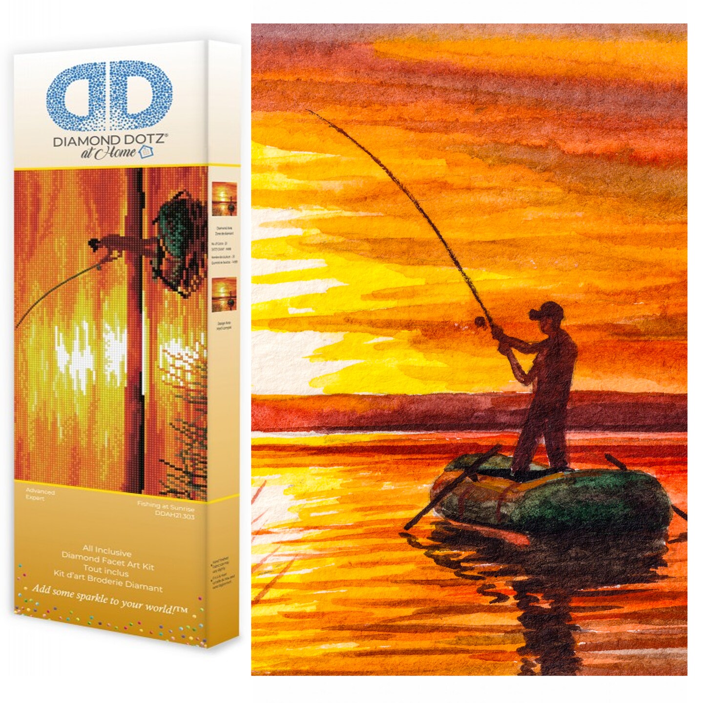 DIAMOND DOTZ ® at Home - Fishing at Sunrise, Full Drill, Round Dotz ...