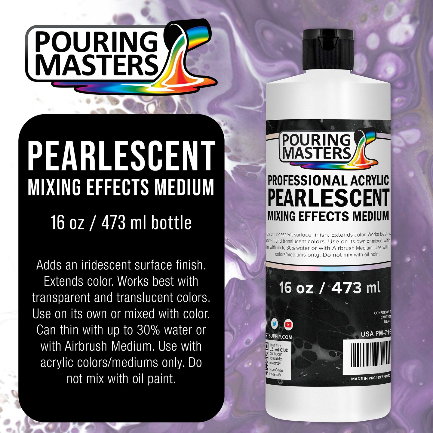 16 Oz (Pint) Acrylic Pearlescent Effects Medium - Creates Pearl ...