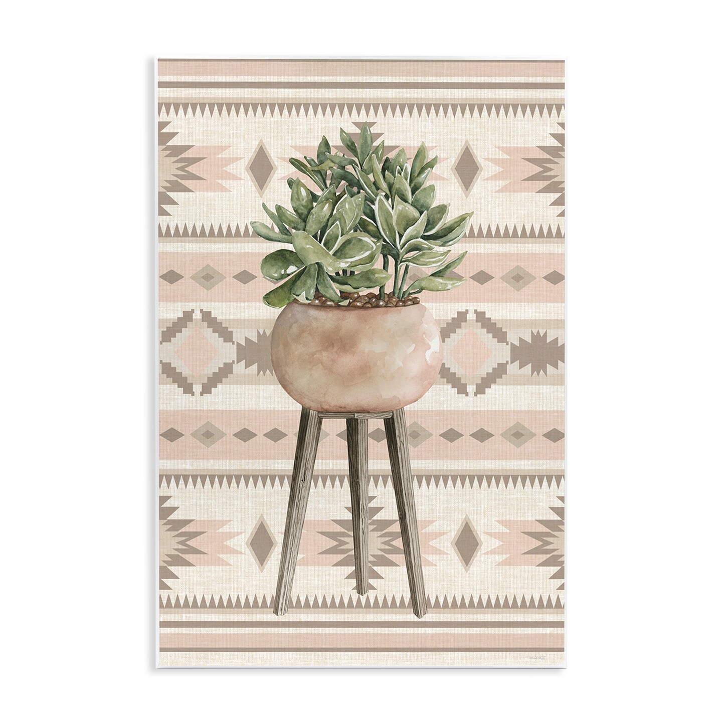 Stupell Industries Aztec Planter Green Plant Wall Plaque, design by ...