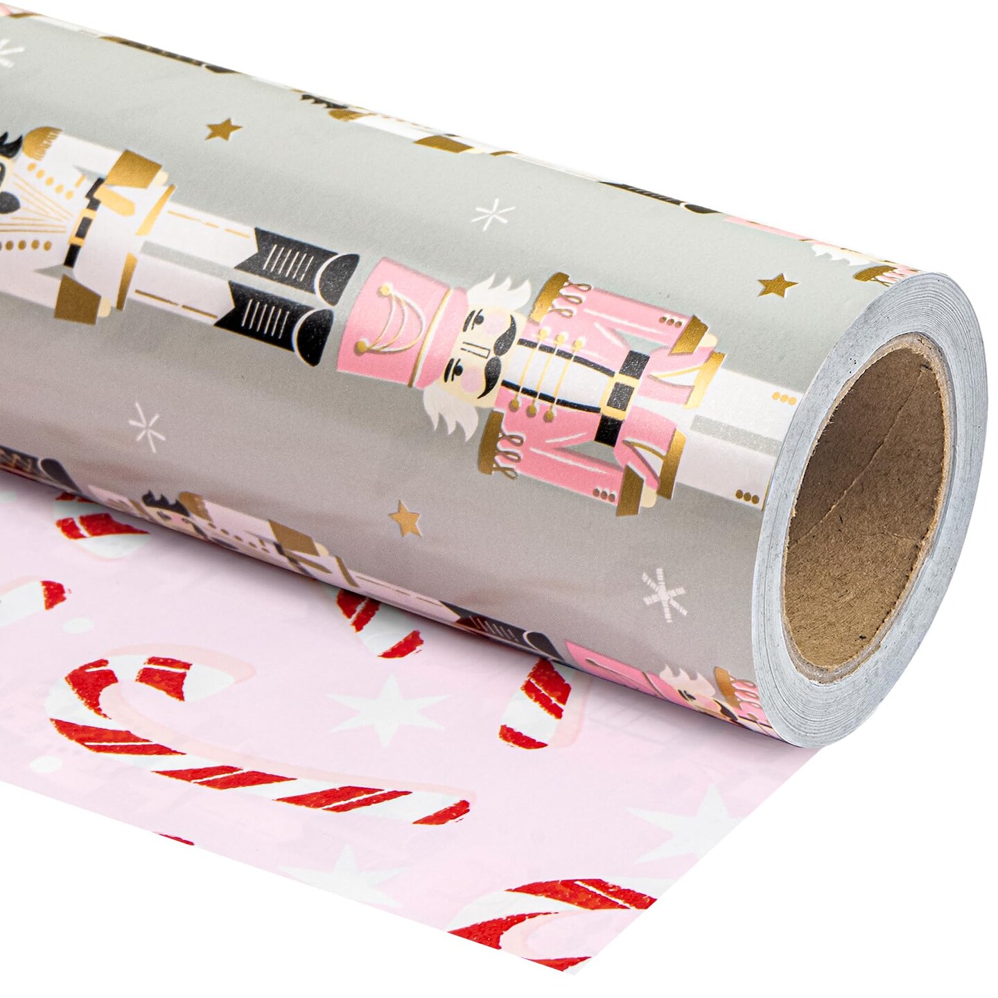 Reversible Nutcracker Christmas Wrapping Paper - Mini Roll - 17 Inch x ...