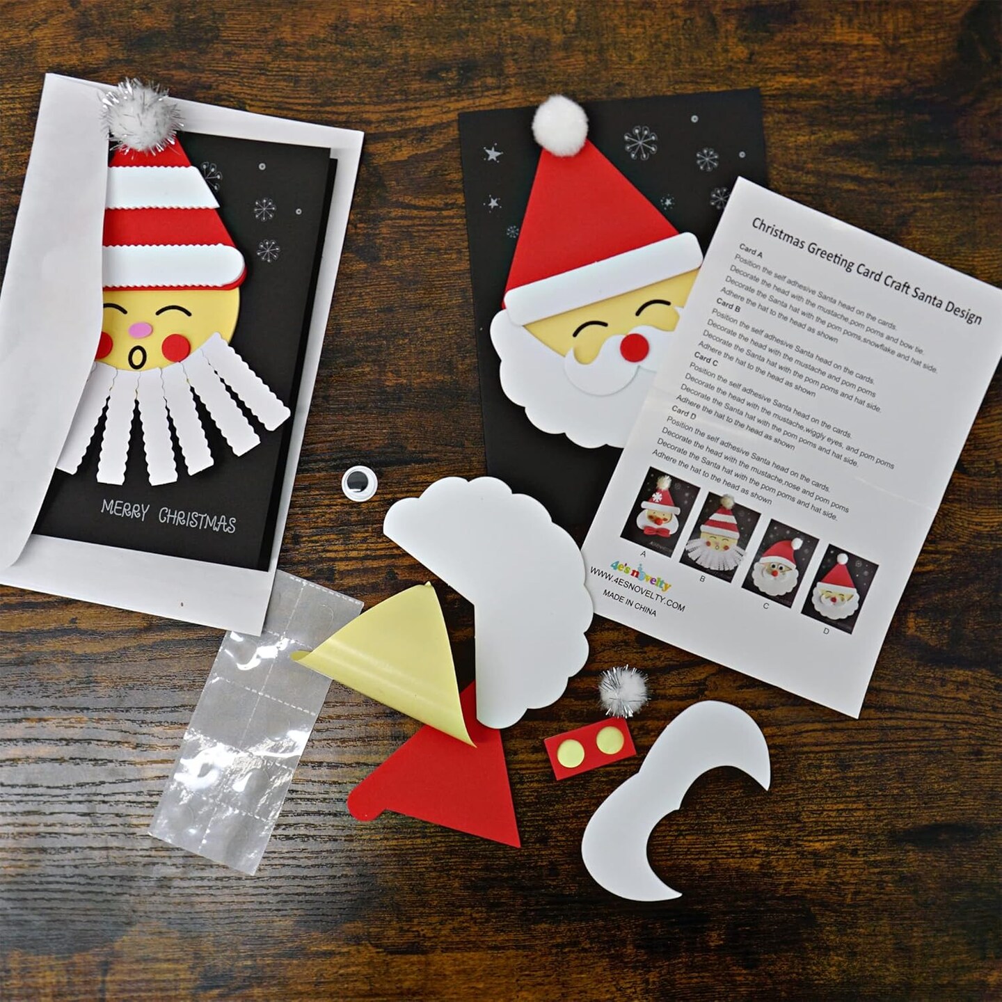 4E’s Novelty Christmas Card Making Kit for Kids & Adults – DIY ...