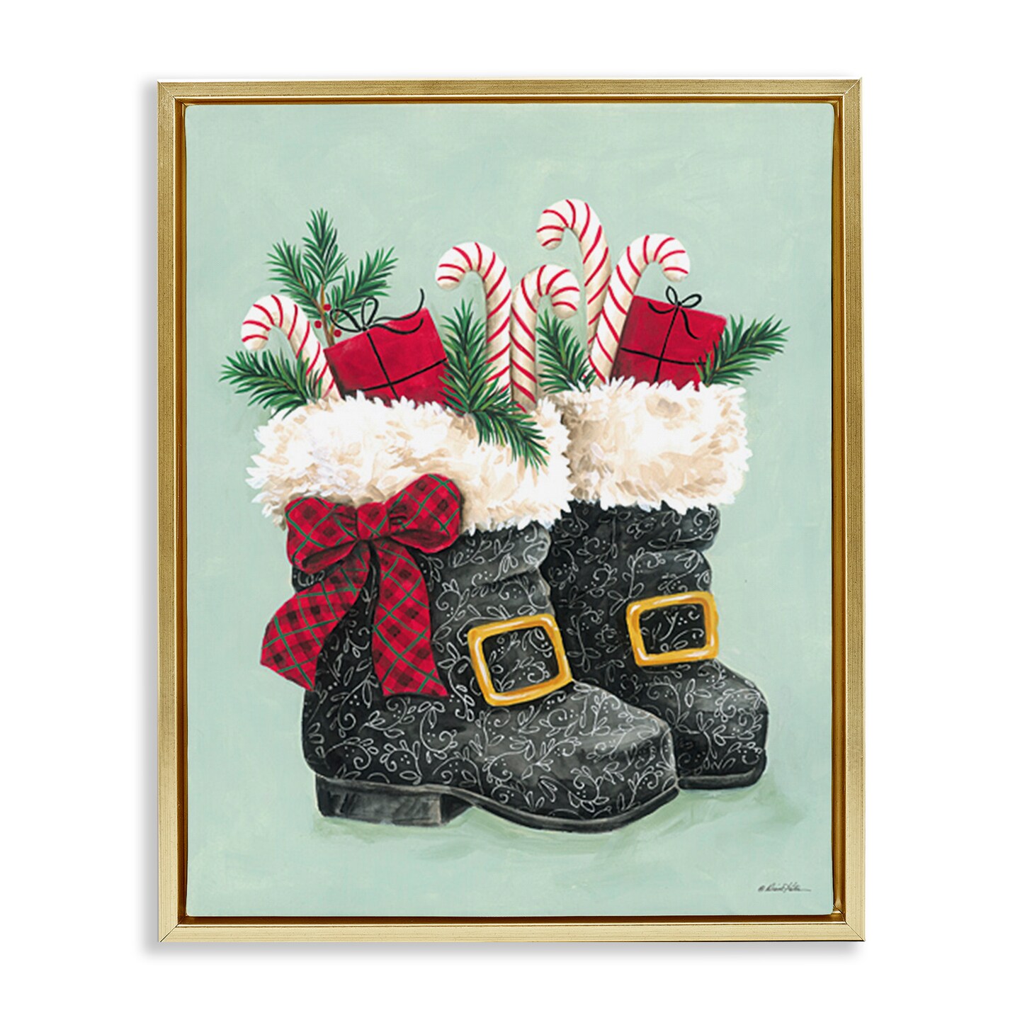 Stupell Industries Festive Holiday Boots Floating Frame, design by ...