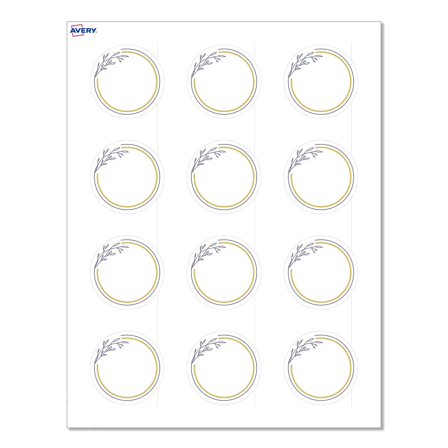 Avery Printable Round Labels with Sure Feed Technology, Gold & Navy ...