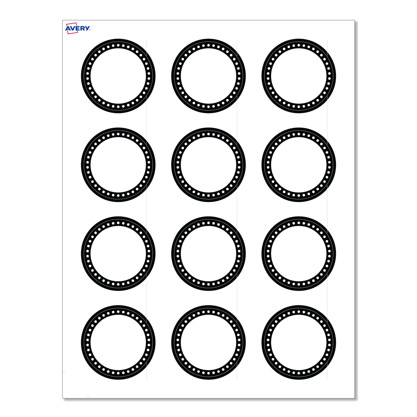 Avery® Printable Round Labels with Sure Feed® Technology, Black & White ...