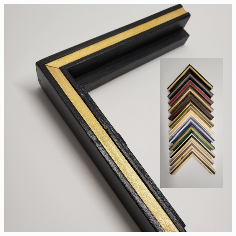 *Gloss Black with Gold* Border Pinstripe Canvas Floating Frame, Made-to ...