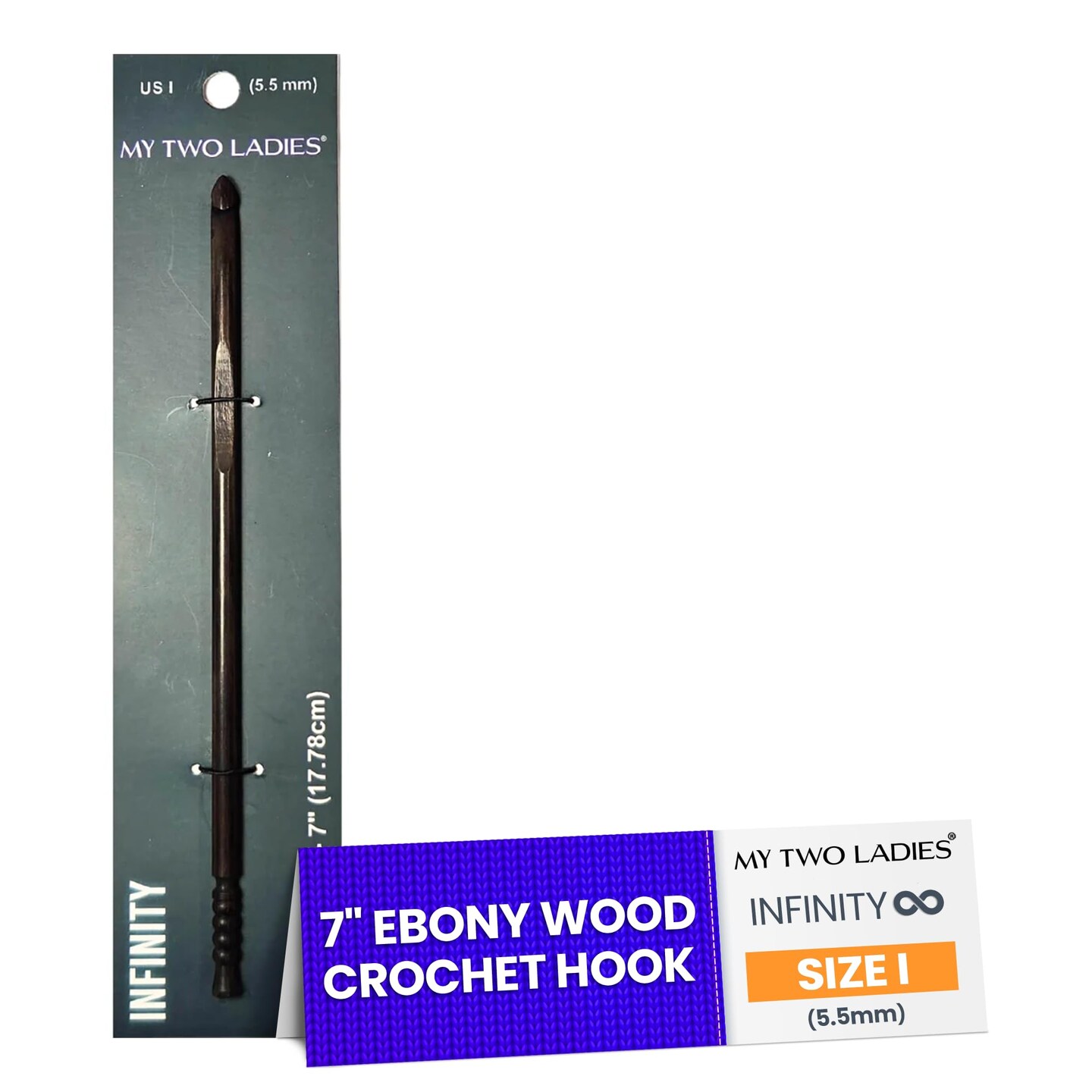 My Two Ladies | Infinity | Crochet Hook | Ebony | w/thumb print | 12 ...