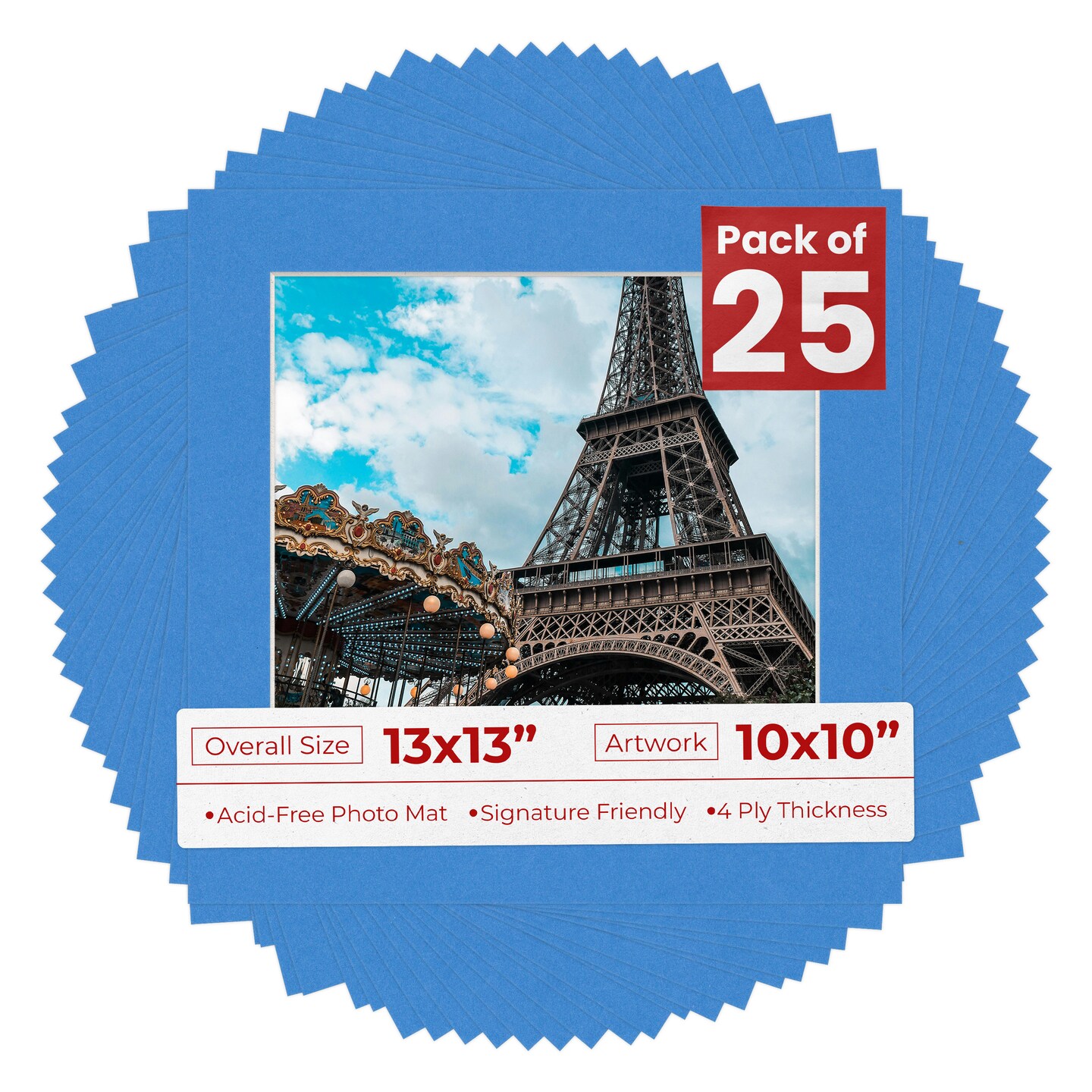 Bay Blue Mat Board for 13x13 Frames - Fits 10x10 Photos, Color: Blue ...