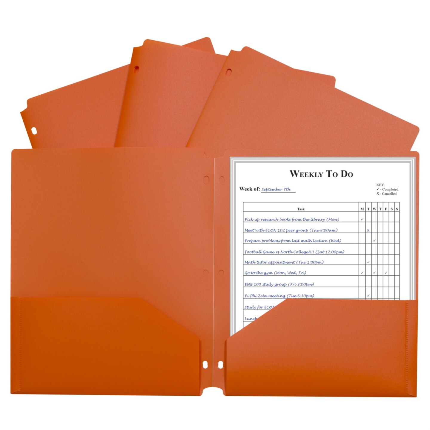 C-Line Poly Portfolio Folders 3-Hole Punch, Letters, 2-Pockets, Orange ...