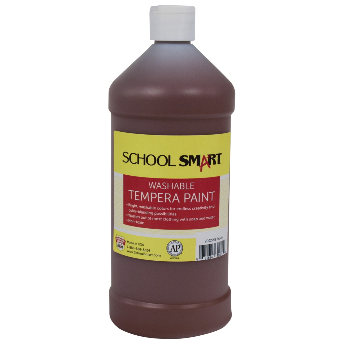 School Smart Washable Tempera Paint, Quart, Brown | Michaels