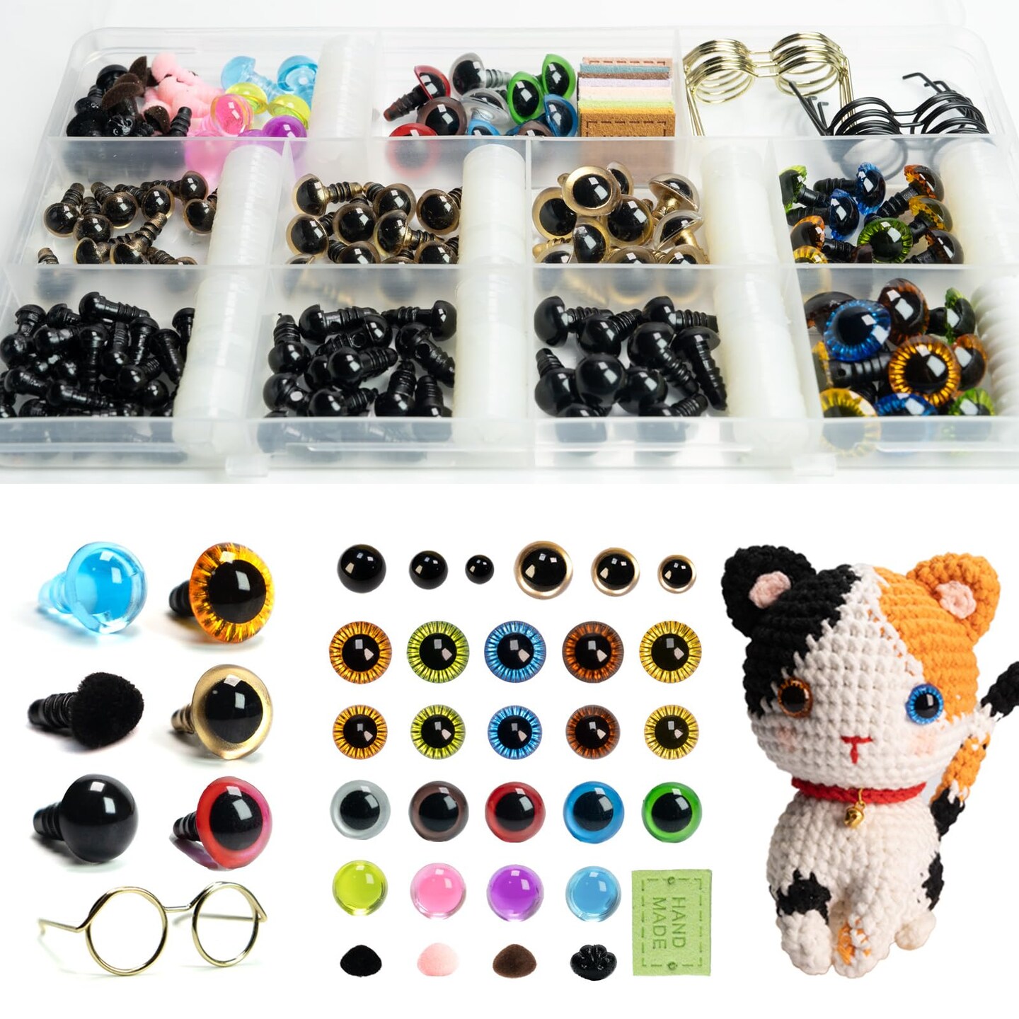 266 PCS Safety Eyes for Crocheting, Crochet Safety Eyes and Noses for Amigurumi Crochet Animals ...