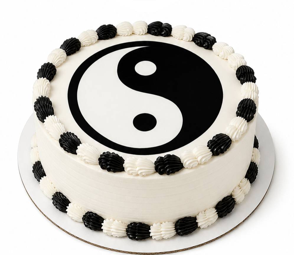 Yin Yang Symbol Black White Balance Harmony Edible Cake Topper Image ...