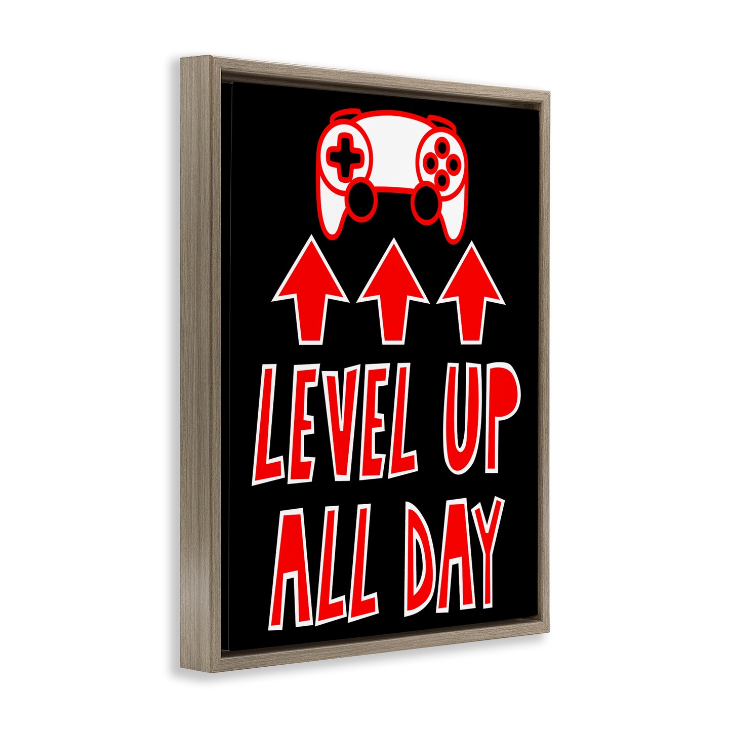 Stupell Industries Level Up All Day Gamer Floating Frame, design by ...