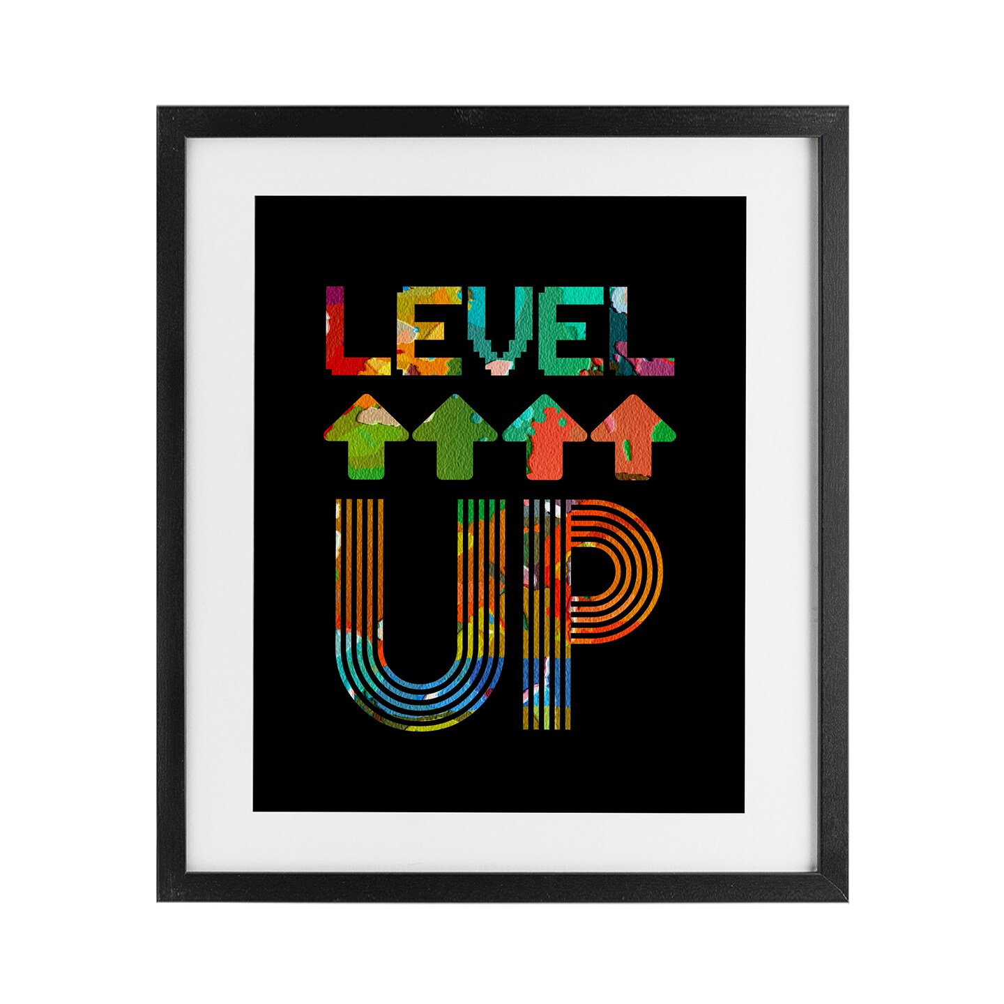 Stupell Industries Collaged Retro Level Up Framed Print Under Glass ...