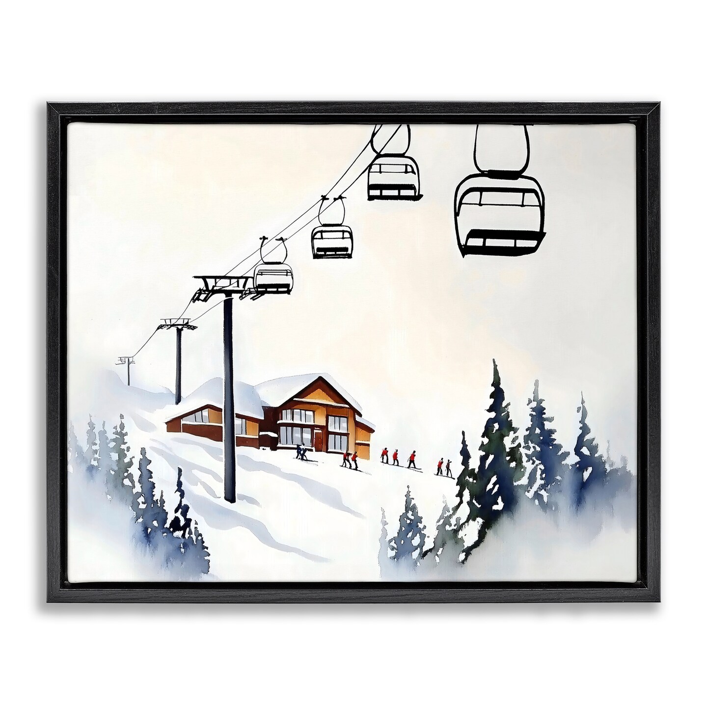 Stupell Industries Ski Lodge Lift Scenery Floating Frame, design by ...