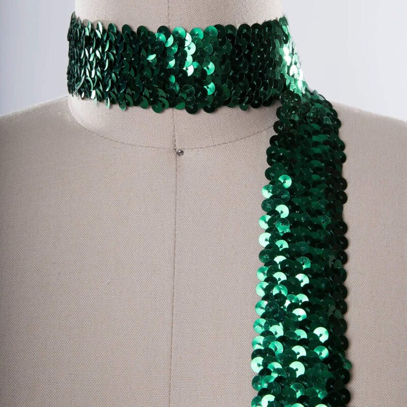 1 Yard 1.5" Emerald Green Stretch Sequin Ribbon Trim | Michaels