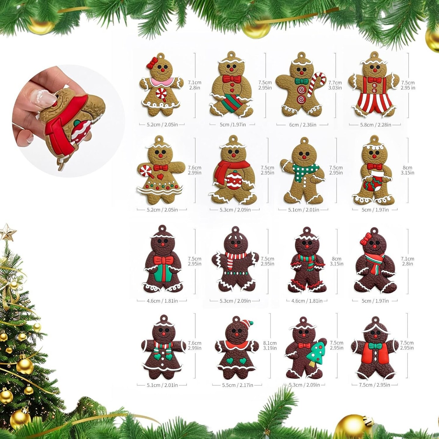 Edge Collections - 3" - Brown - Charming Gingerbread Man Ornaments for ...