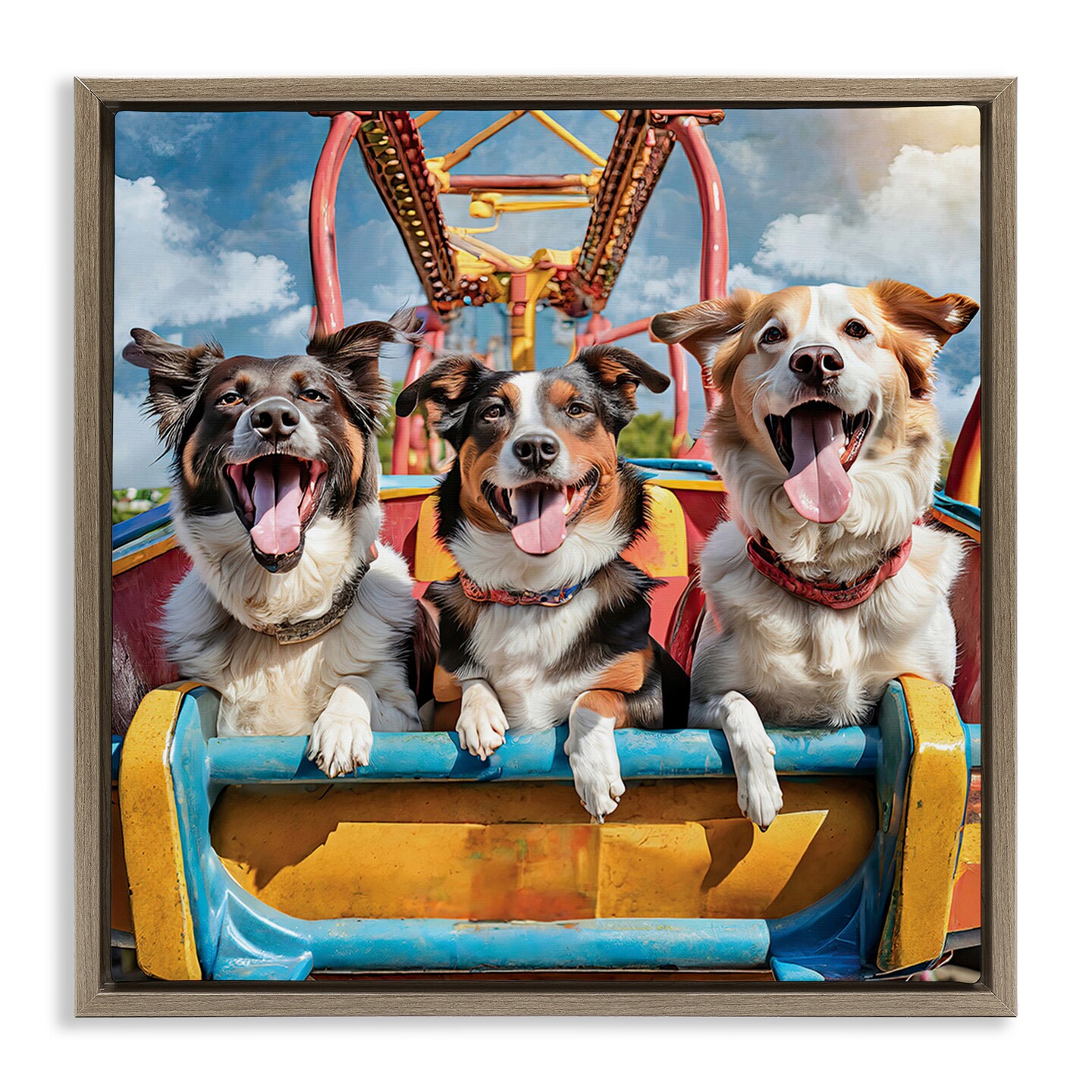 Stupell Industries Amusement Park Dogs Floating Frame Design By Jim ...