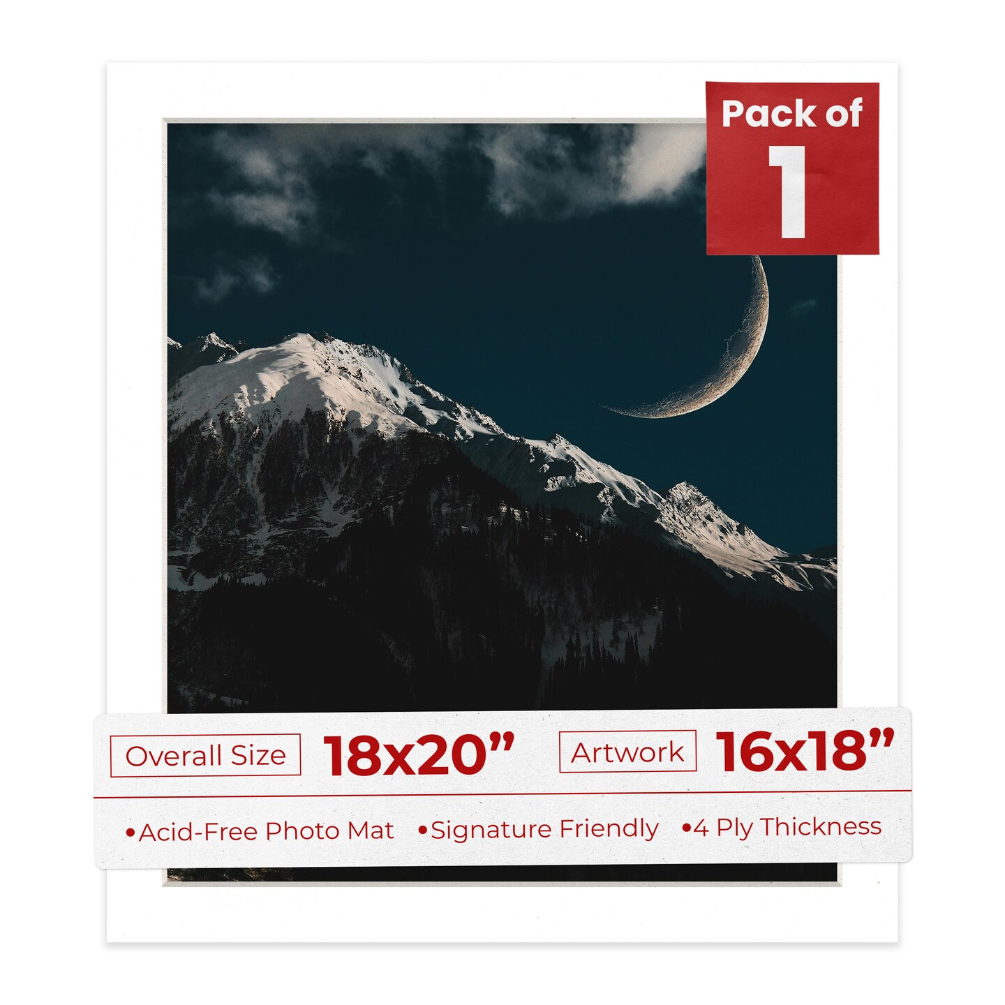 White Suede Mat Board for 18x20 Frames - Fits 16x18 Photos, Color ...