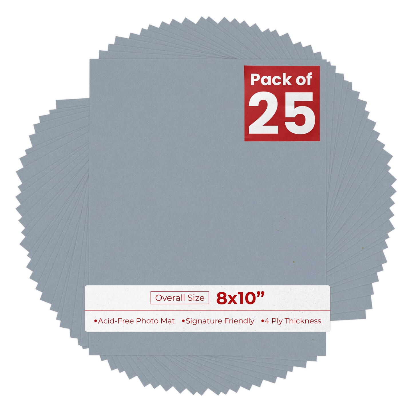 Mid Grey 8x10 Uncut Mat Board - Blank Sheets, No Opening, Color: Grey ...