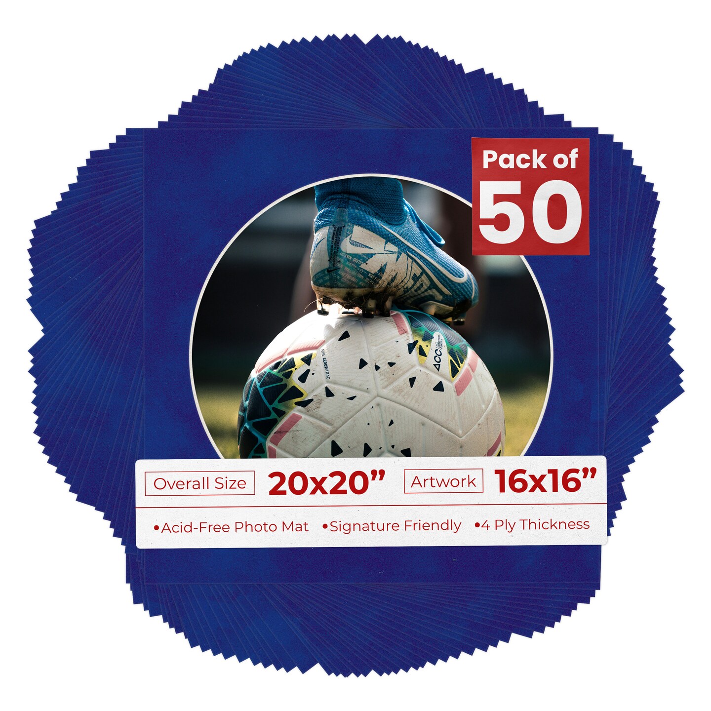 Royal Blue Suede Mat Board for 20x20 Frames - Circle Opening for 16x16 ...