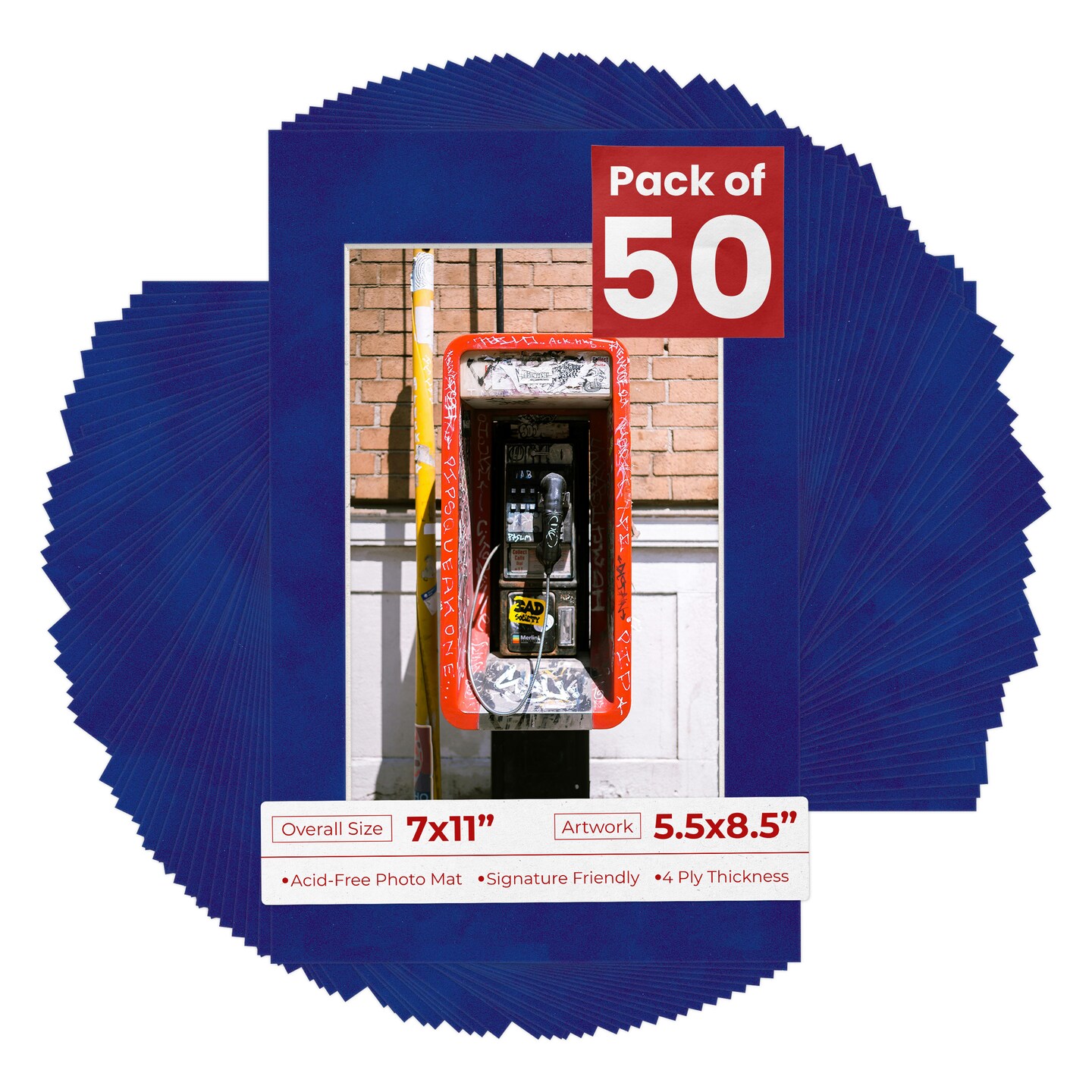 Royal Blue Suede Mat Board for 7x11 Frames - Fits 5.5x8.5 Photos, Color ...