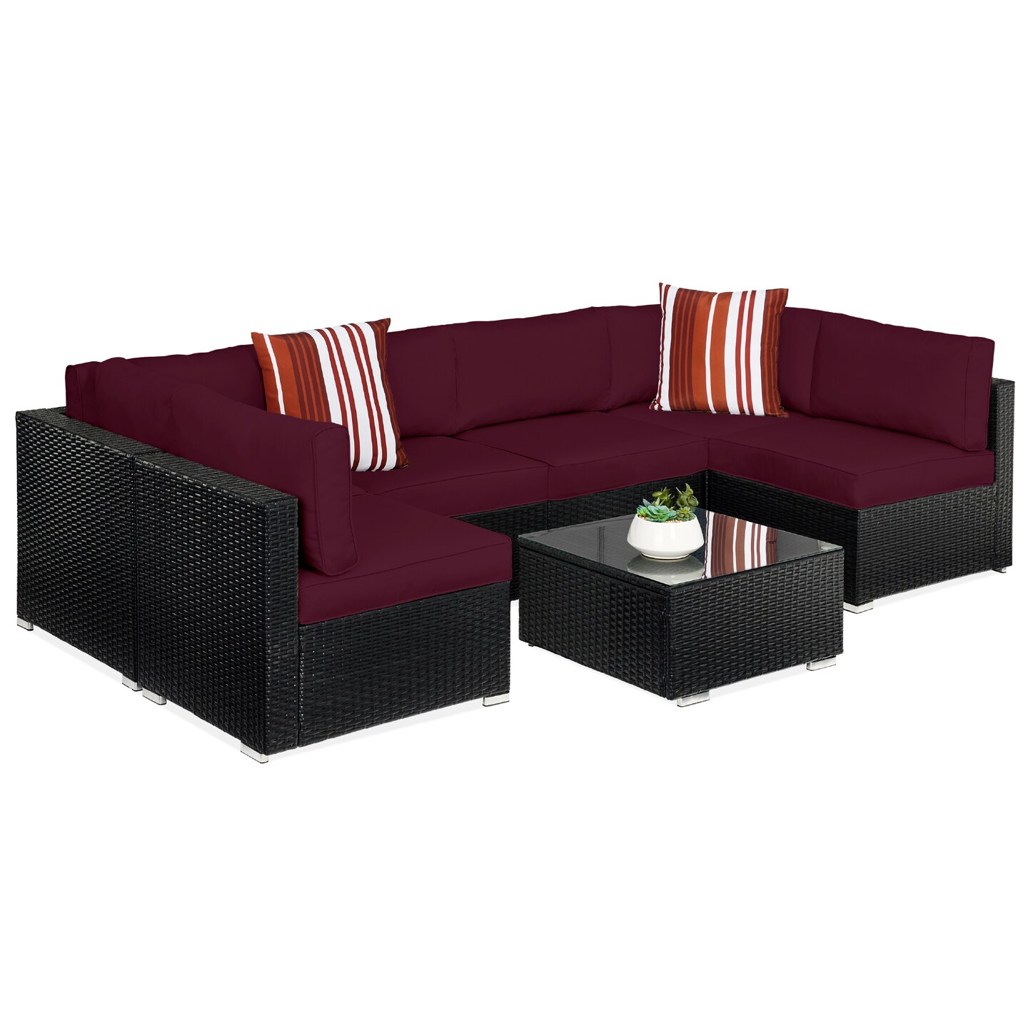 Best Choice Products 7-Piece Outdoor Modular Patio Conversation Furniture, Wicker Sectional Set ...