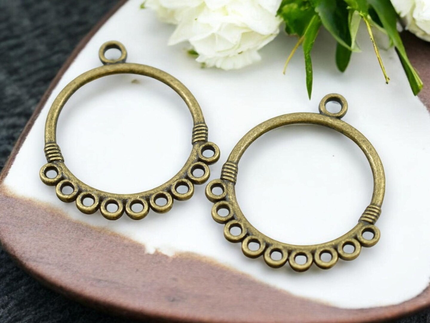 *2* 33x29mm Antique Bronze Chandelier Round Hangers | Michaels