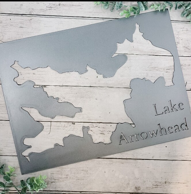 Custom Metal Lake Map Sign | Lake Cutout Wall Decor | Lakehouse Sign ...